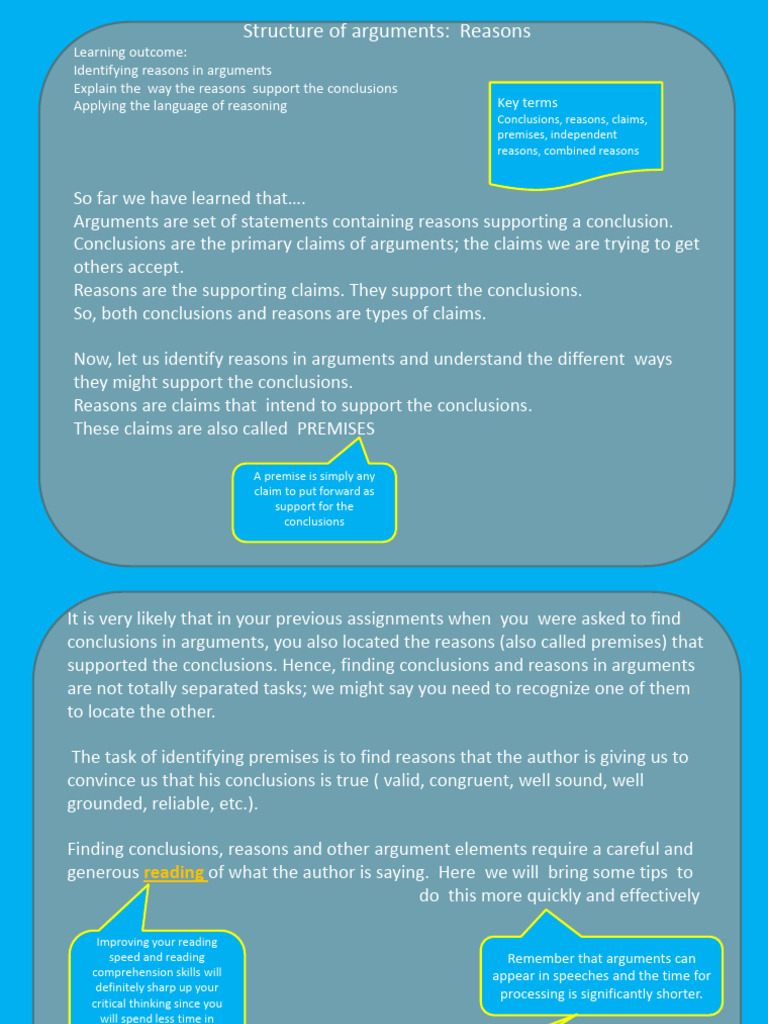 Identifying Reasons in Arguments | PDF | Argument | Reason Identifying Reasons in Arguments | PDF | Argument | Reason