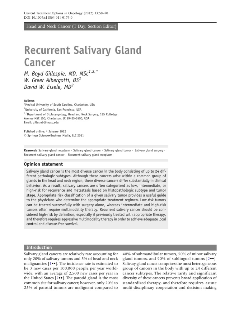 Recurrent Salivary Gland Cancer | PDF | Radiation Therapy | Cancer