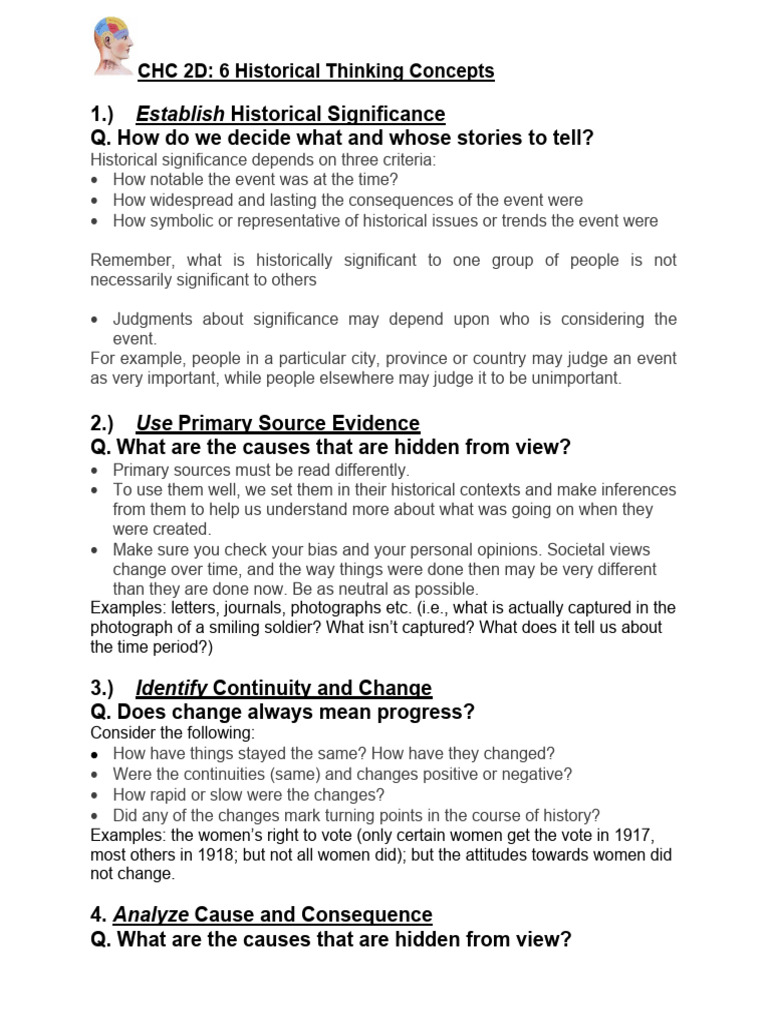 CHC 2D.6 Historical Thinking Concepts. Murat | PDF | Cognition ...