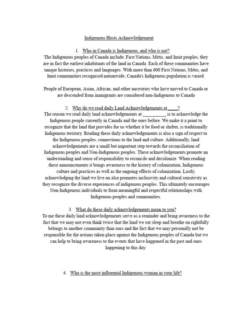 Indigenous Hosts Acknowledgement | PDF | Indigenous Peoples | Canada