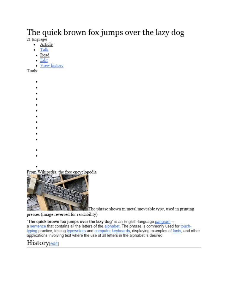 The Quick Brown Fox Jumps Over The Lazy Dog | PDF | Writing | Text