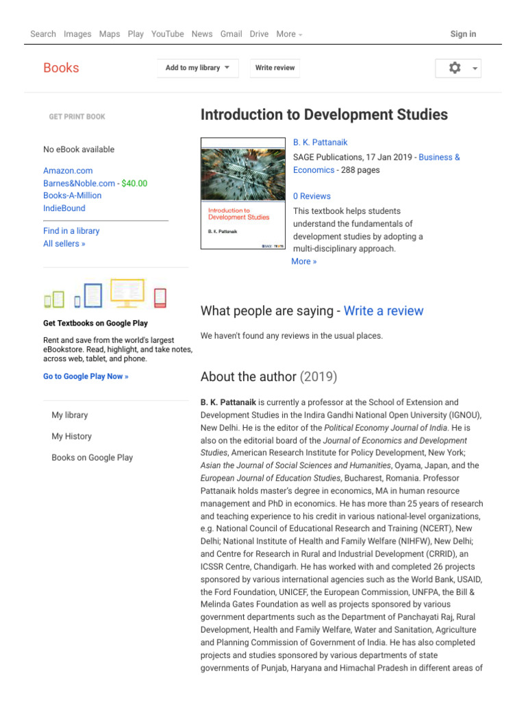 Introduction To Development Studies B K | PDF | Google Play | Books
