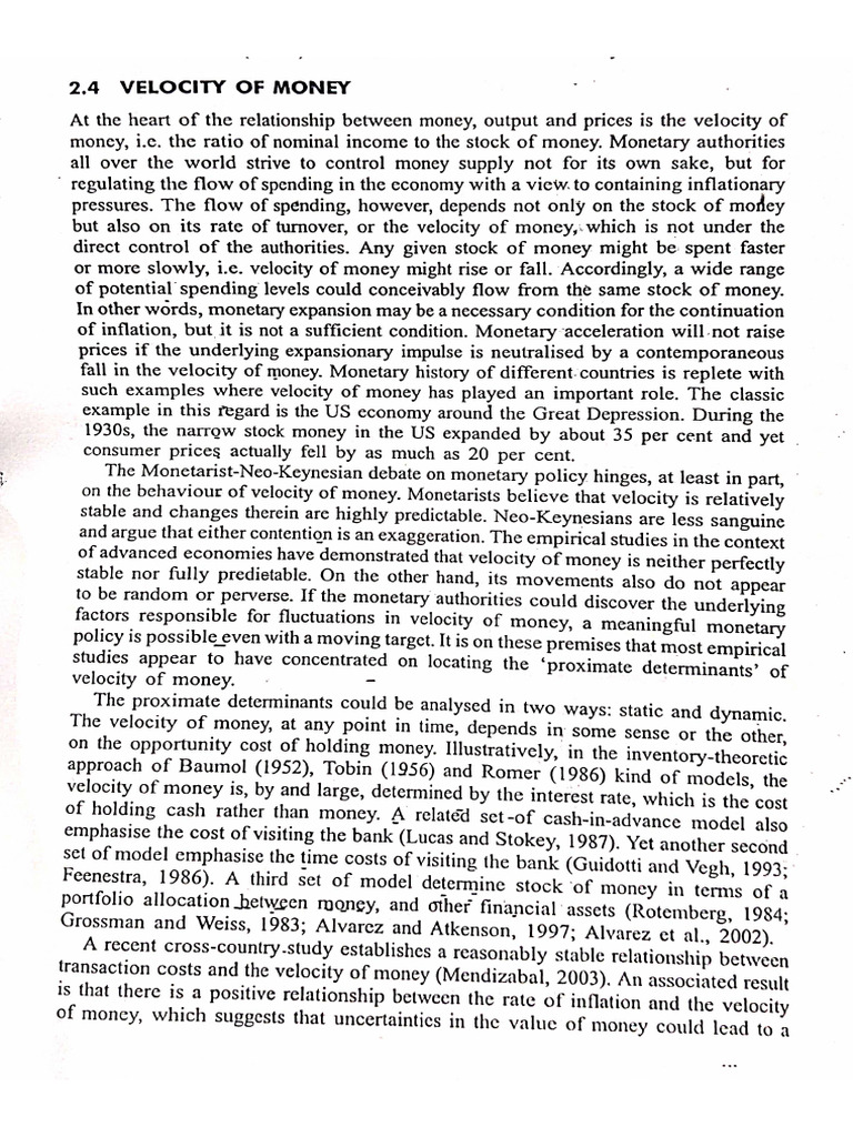 Unit 1 - Velocity of Money | PDF