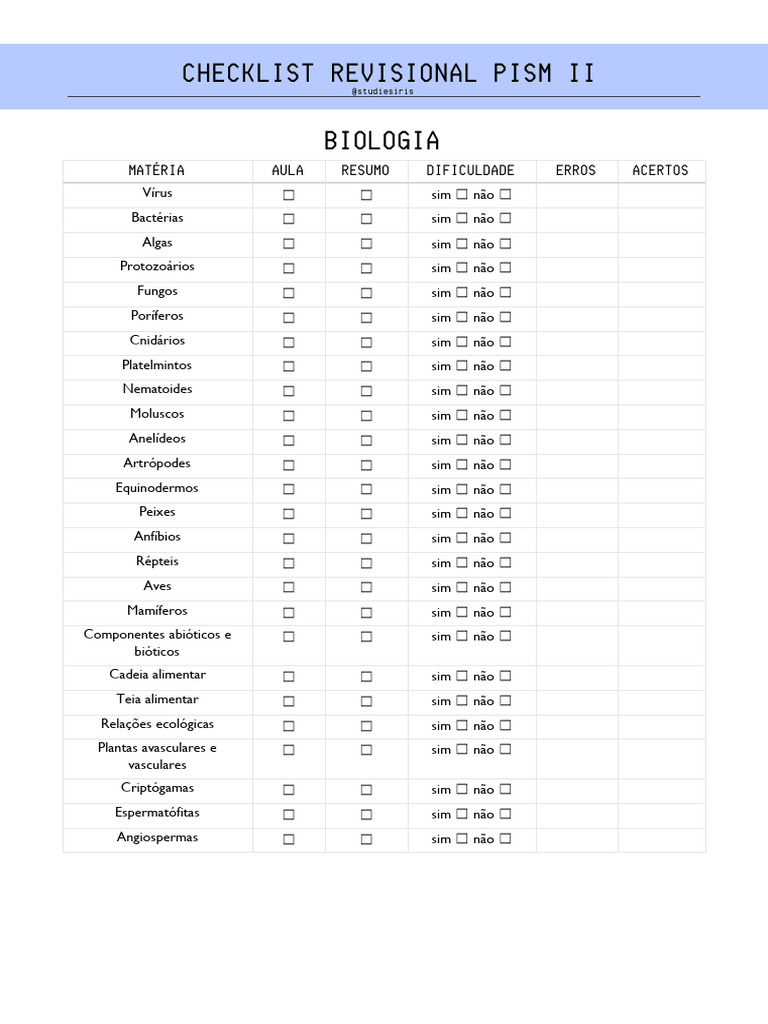 Checklist Revisional Pism II | PDF