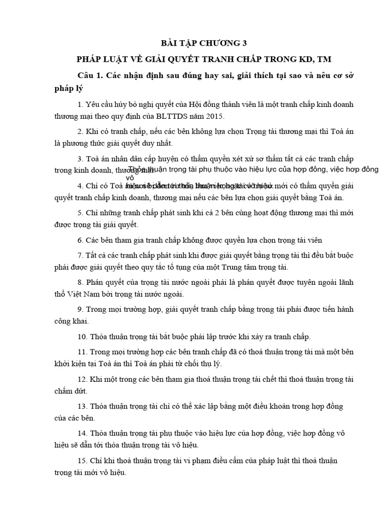 BT-C3-GQ Tranh Chấp KD, TM | PDF