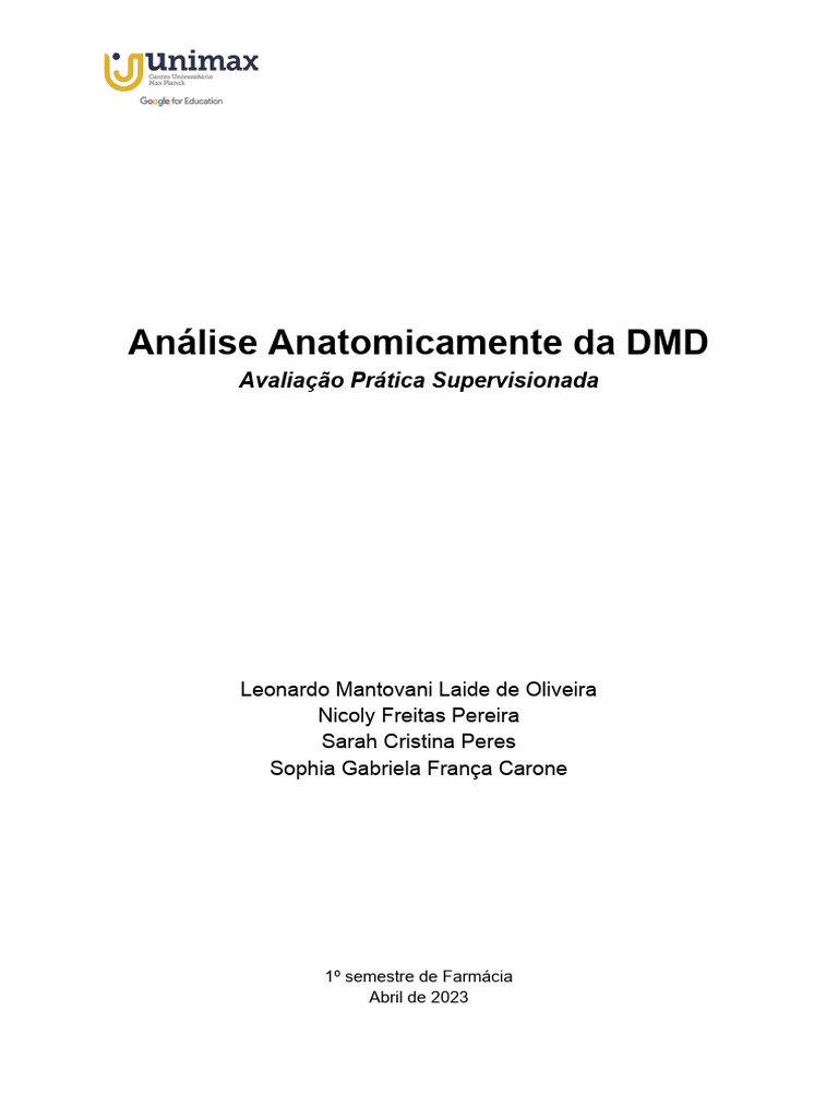 Diagnóstico E Impacto Da Dmd Pdf Distrofia Muscular Sistema Locomotor