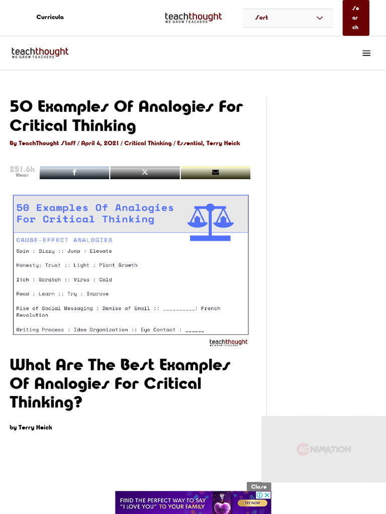 25 Examples of Analogies For Critical Thinking | Download Free PDF ...