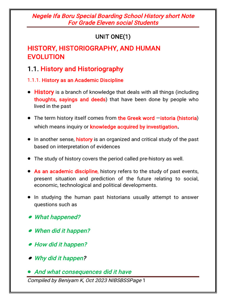 Grade 11 History Unit One-1-4 | PDF | Ancient Egypt | Paleolithic