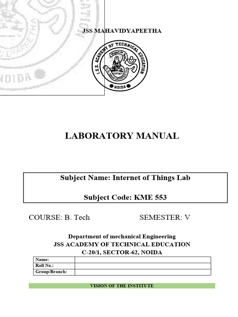 IOT Lab Manual | PDF | Arduino | Engineering