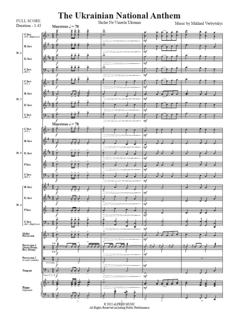 The Ukrainian National Anthem FLEX | PDF | Musical Instruments | Gaiaphones