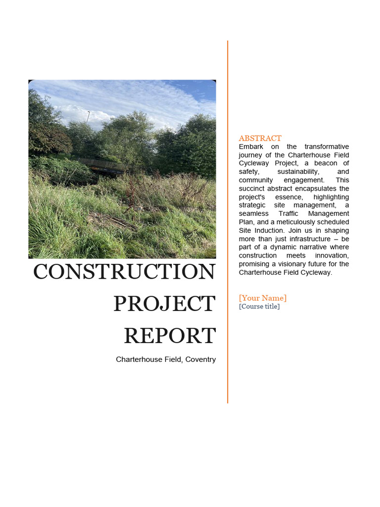 Charterhouse Field Cycleway Project Report | PDF | Traffic | River