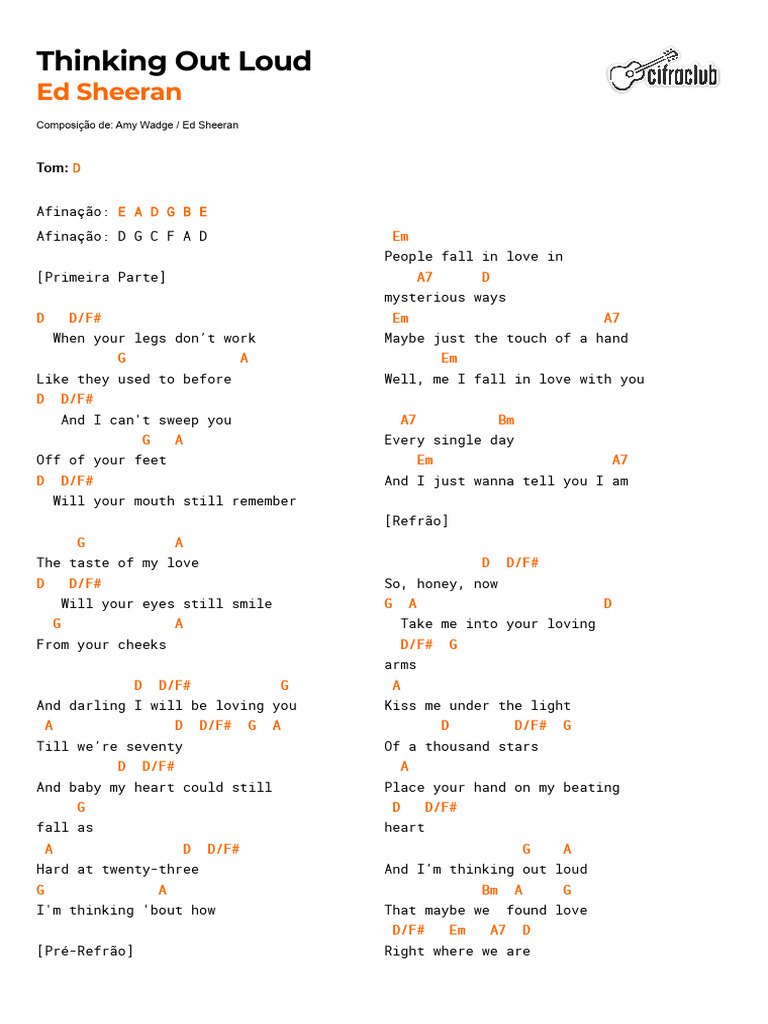 Cifra Club - Ed Sheeran - Thinking Out Loud | PDF