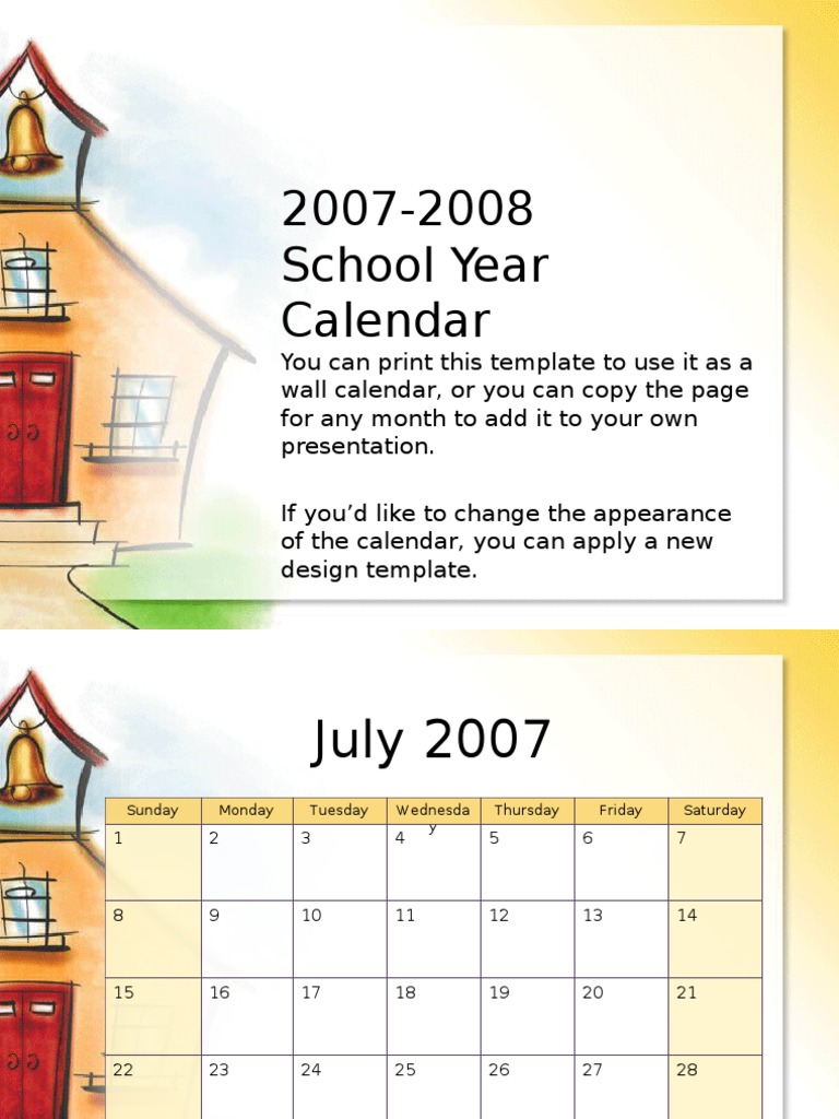 2007 2008 School Calendar Vector 2022 Wall Calendar Template, Schedule