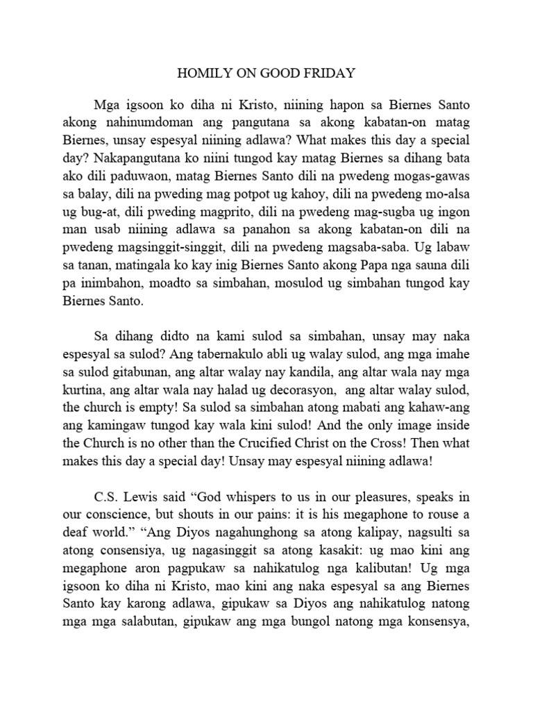 Homily On Good Friday | PDF