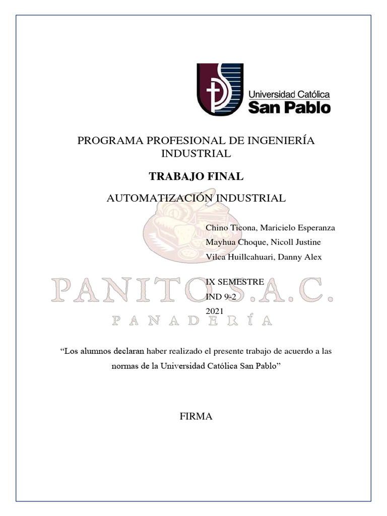 Automatización Del Proceso de Producción Del Pan | PDF | Panes | Software