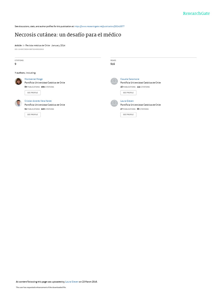 Necrosis Cutanea Un Desafio Para El Medico | PDF | Clinical Medicine ...