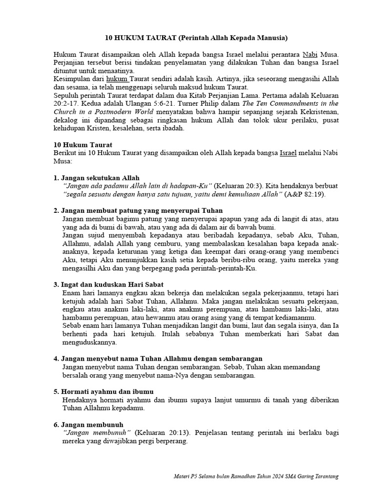 10 Hukum Taurat | PDF