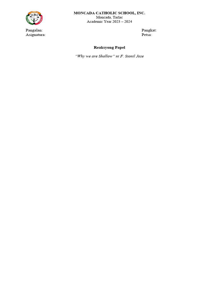 Pagbasa Activity Template | PDF