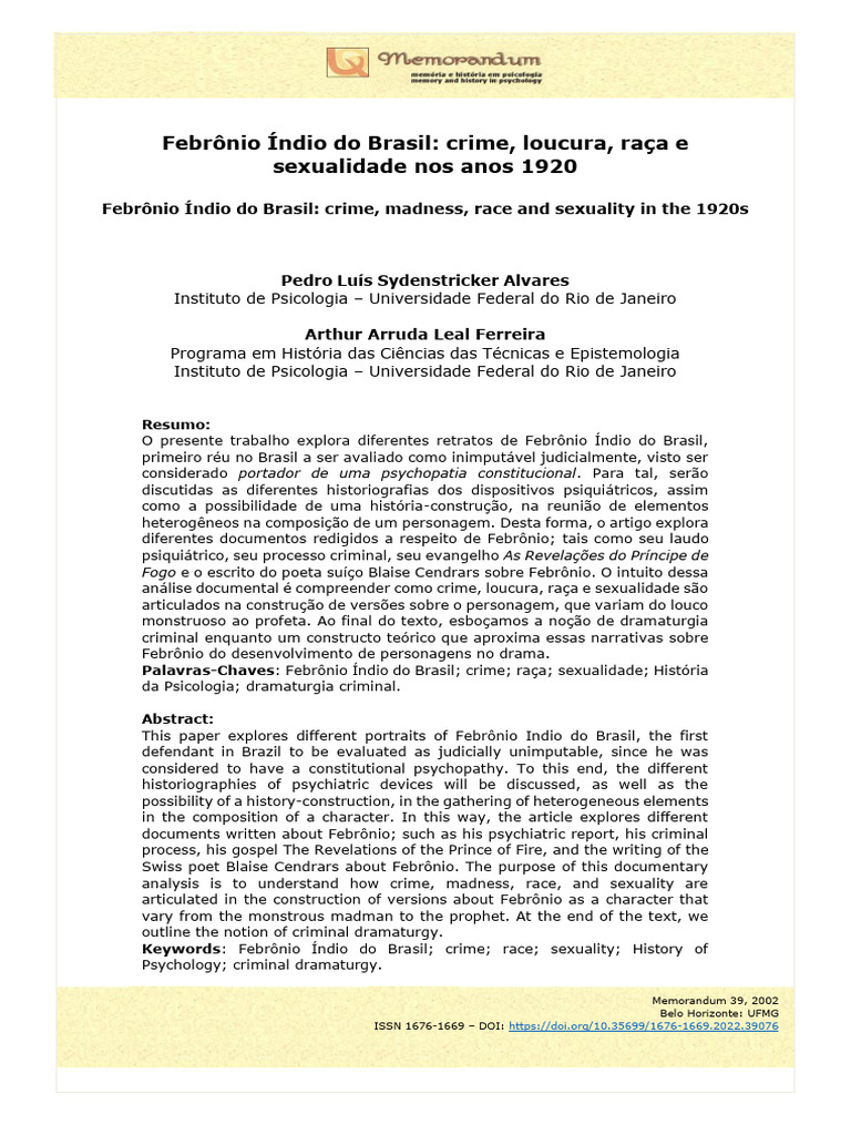 Febronio Indio Do Brasil | PDF | Science | Sociologia