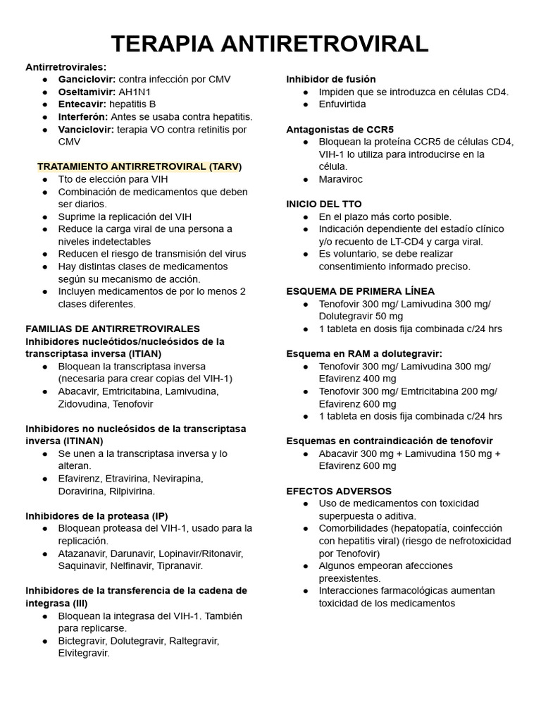 Clase 3 - Terapia Antirretroviral | PDF | Manejo del VIH / SIDA | VIH