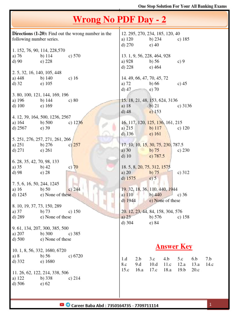 Find the Wrong Number in Series | PDF