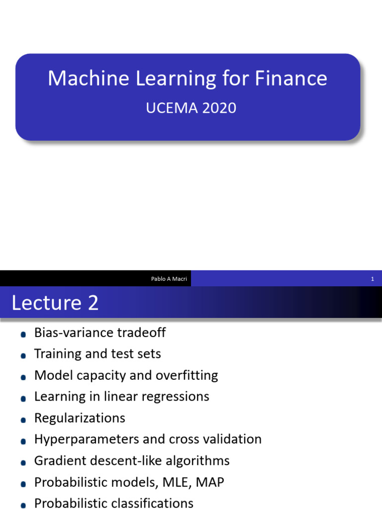 L2 - Machine Learning For Finance | PDF | Estimation Theory ...
