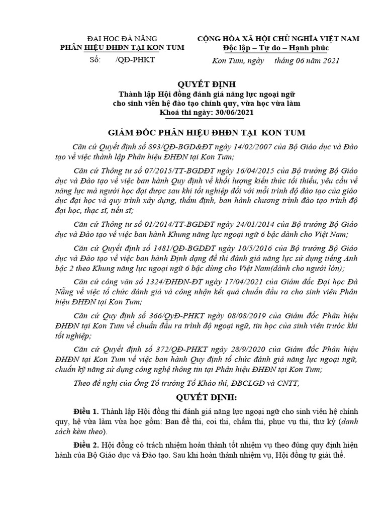 01.QUYET-DINH-THANH-LAP-HOI-DONG-ĐẦU RA | PDF