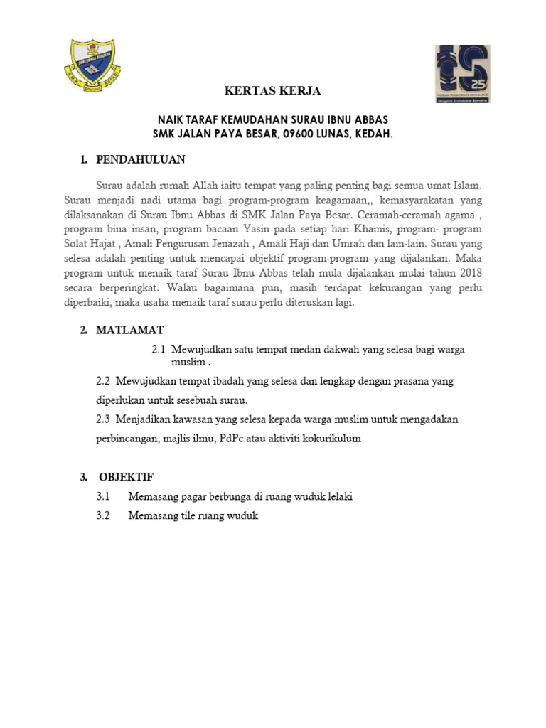 Kertas Kerja Naik Taraf Surau Al Ikhwan Pdf