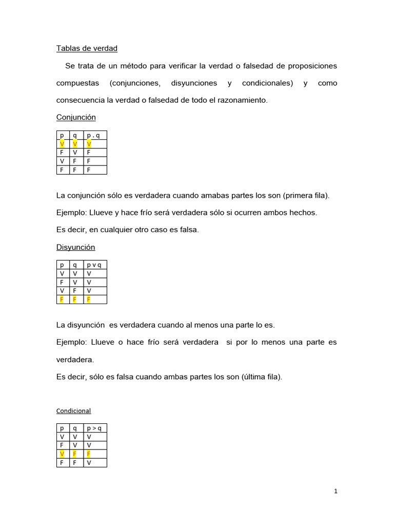 Tablas de Verdad en Lógica Proposicional | PDF | Proposición | Lógica