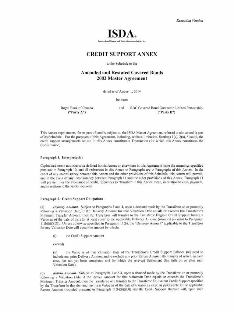Credit Support Annex Covered 2015-05-19 | PDF | Interest | Valuation ...
