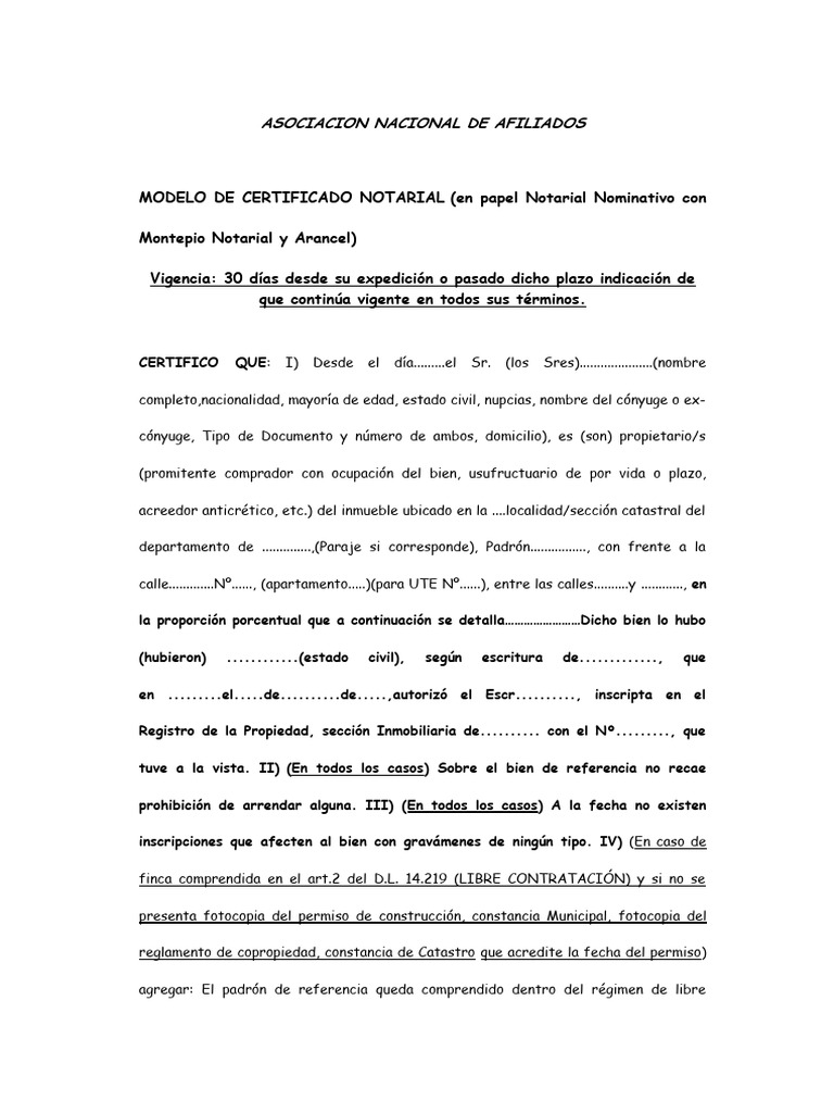 Modelo de Certificado Notarial | PDF
