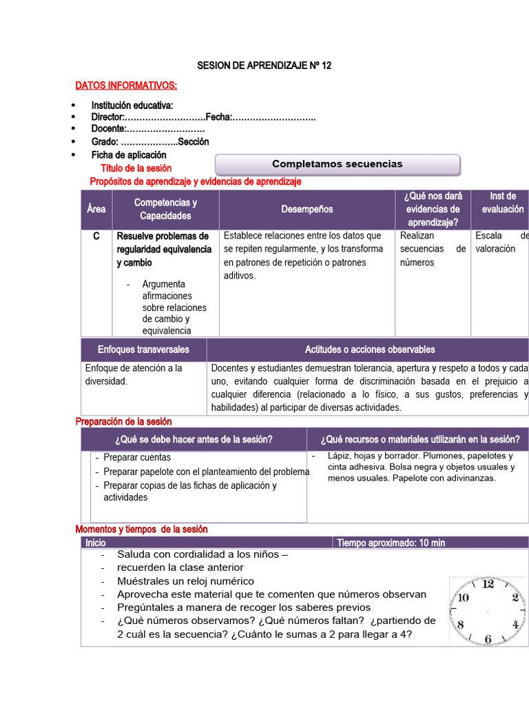 SESIÓN Completamos Secuencias | Descargar gratis PDF | Aprendizaje | Modificación de comportamiento