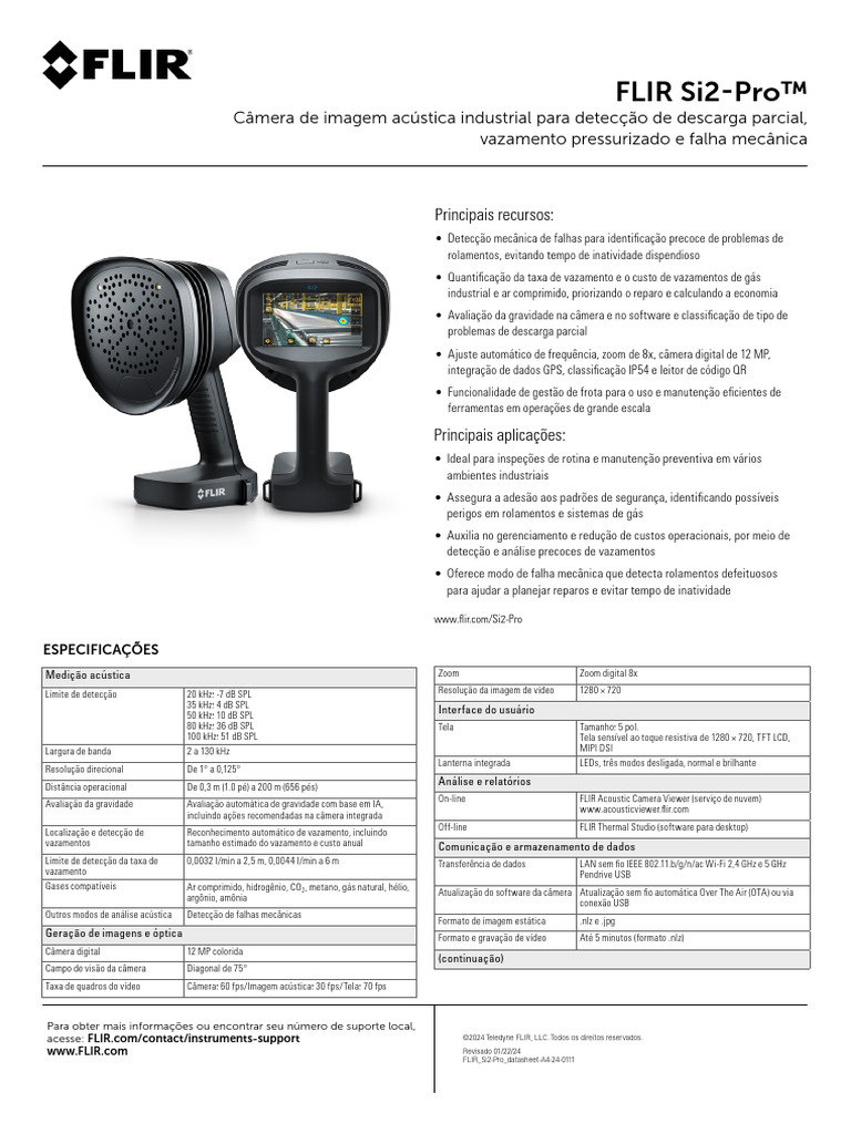 FLIR Si2-Pro Datasheet PT-BR | Download grátis PDF | Wi-Fi | USB