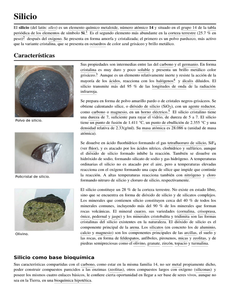 Propiedades y Usos del Silicio | PDF | Minerales | Materiales