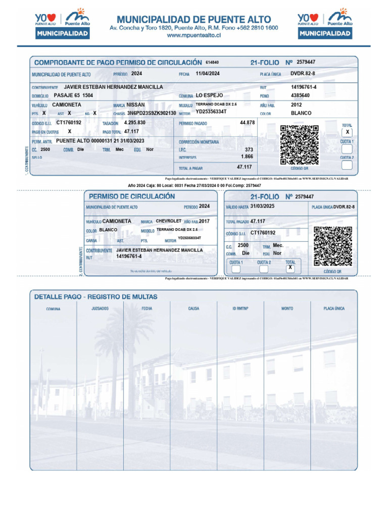 Permiso Circulacion Puente Alto 2024 DVDR.82-8 | PDF