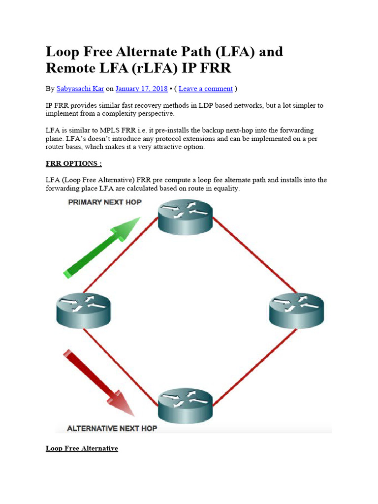 Loop Free Alternate Path | PDF | Networking | Multiprotocol Label Switching