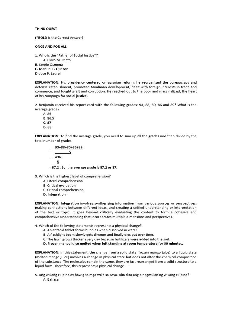 Think-Quest - Questions (Final) | PDF | Earthquakes | Atmosphere Of Earth