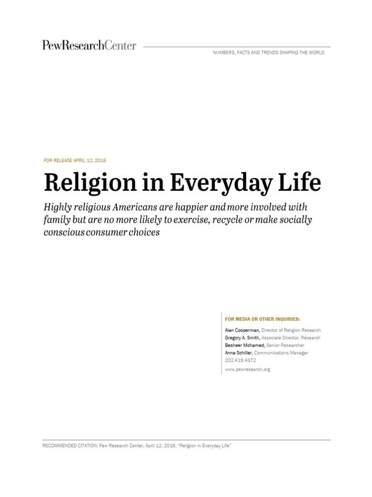 Religion in Everyday Life FINAL | PDF | Irreligion | Protestantism