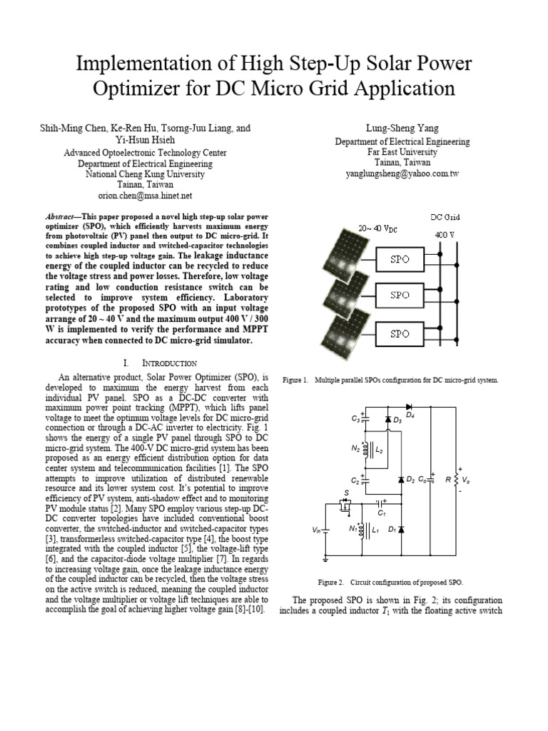 Implementation of High Step-Up Solar Power Optimizer For DC Micro Grid ...