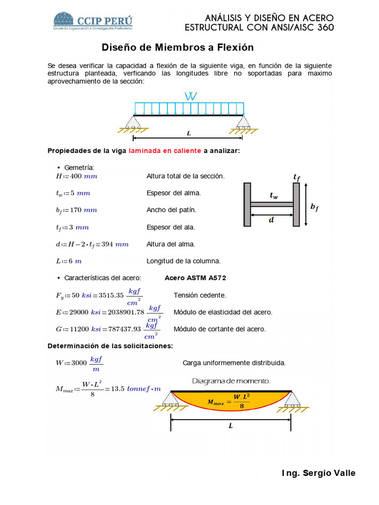 Mod 2 10 5 Ejempo de Flexion en El Eje Debil de Perfil I Simetrico | PDF | Doblar | Viga ...