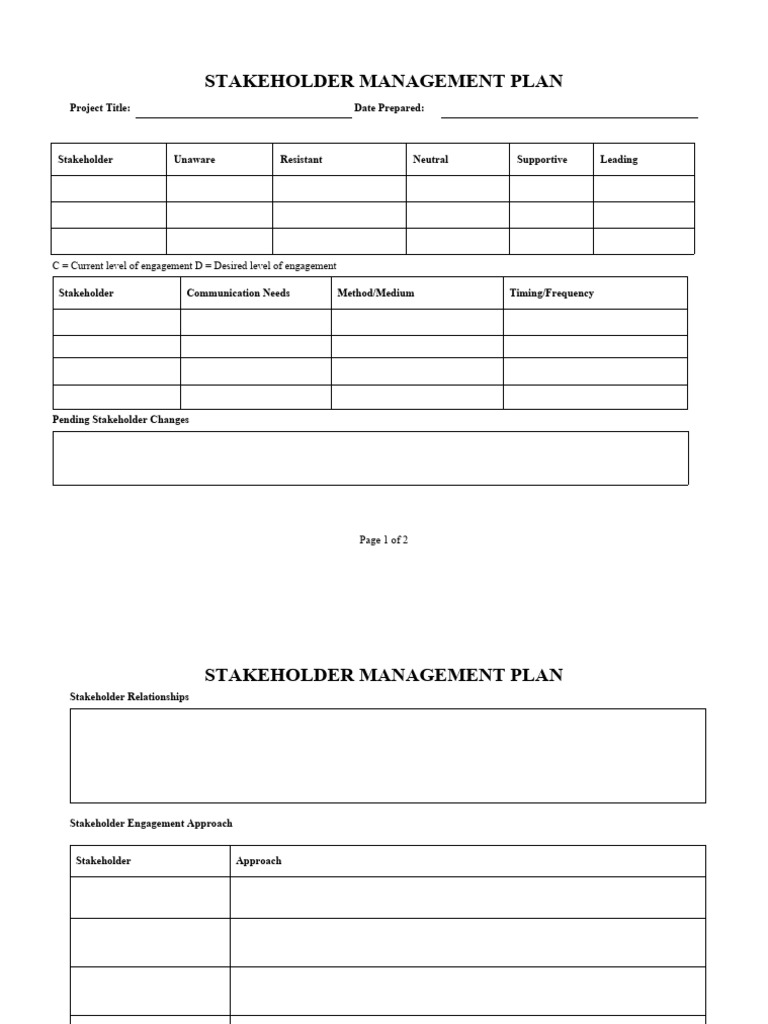 Stakeholder Management Plan Template | PDF