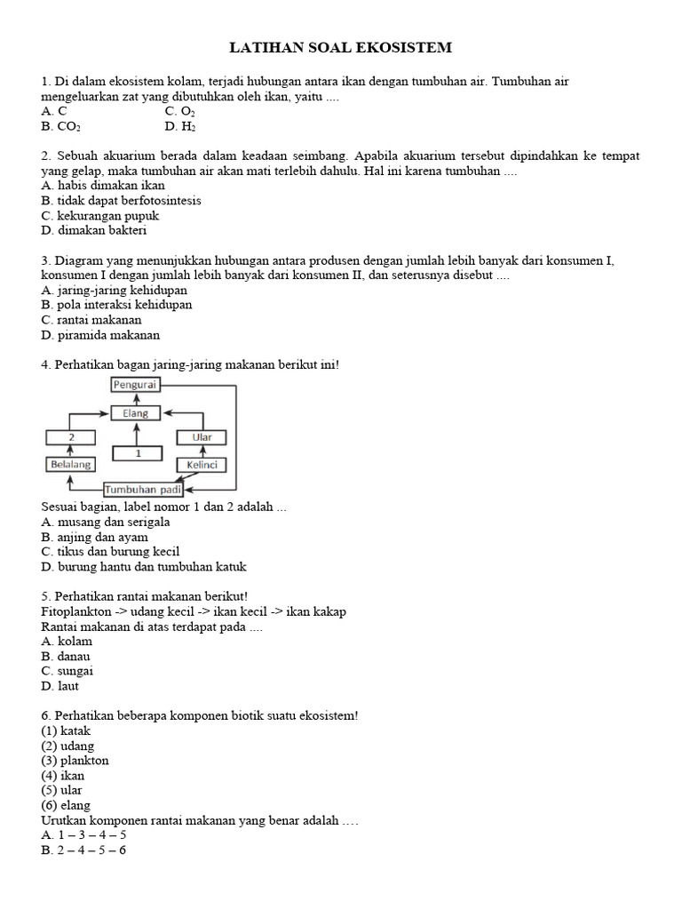 LATIHAN SOAL EKOSISTEM KLS 7 Fix | PDF | Sains & Matematika