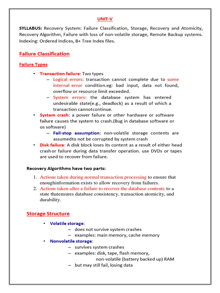 GNR-18 DBMS UNIT-5 | PDF | Database Index | Computer Data Storage GNR-18 DBMS UNIT-5 | PDF | Database Index | Computer Data Storage