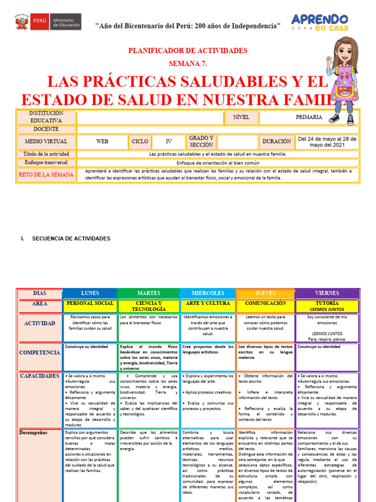 Planificador de Actividades | Descargar gratis PDF | Las emociones | Cognición