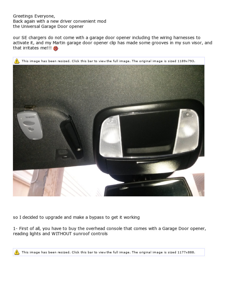 Adding OEM Universal Garage Door Opener - SE Trim Successful - Dodge Charger Forum - Forums and ...