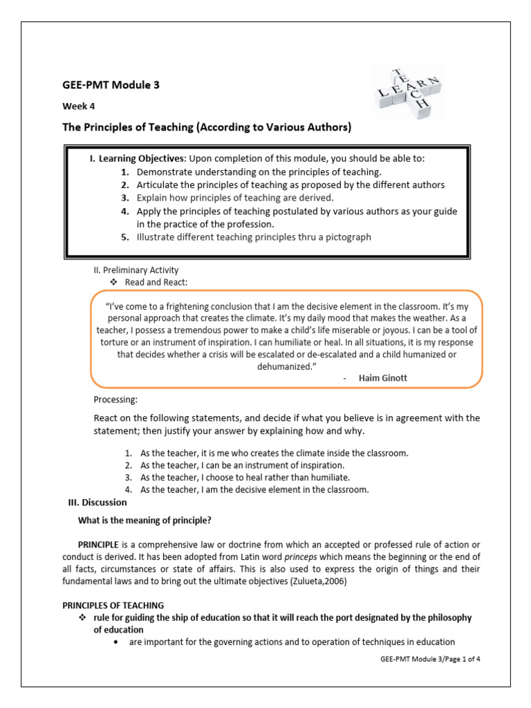GEE-PMT-Module-3 | PDF | Learning | Teachers