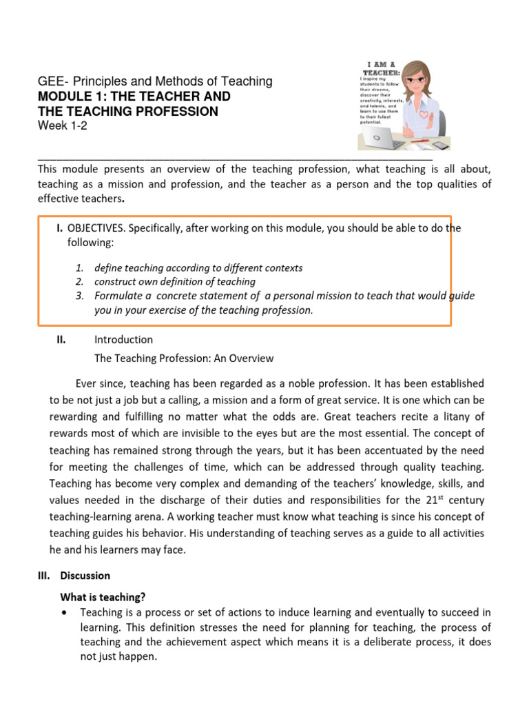 GEE PMT Module 1 | PDF | Learning | Teachers