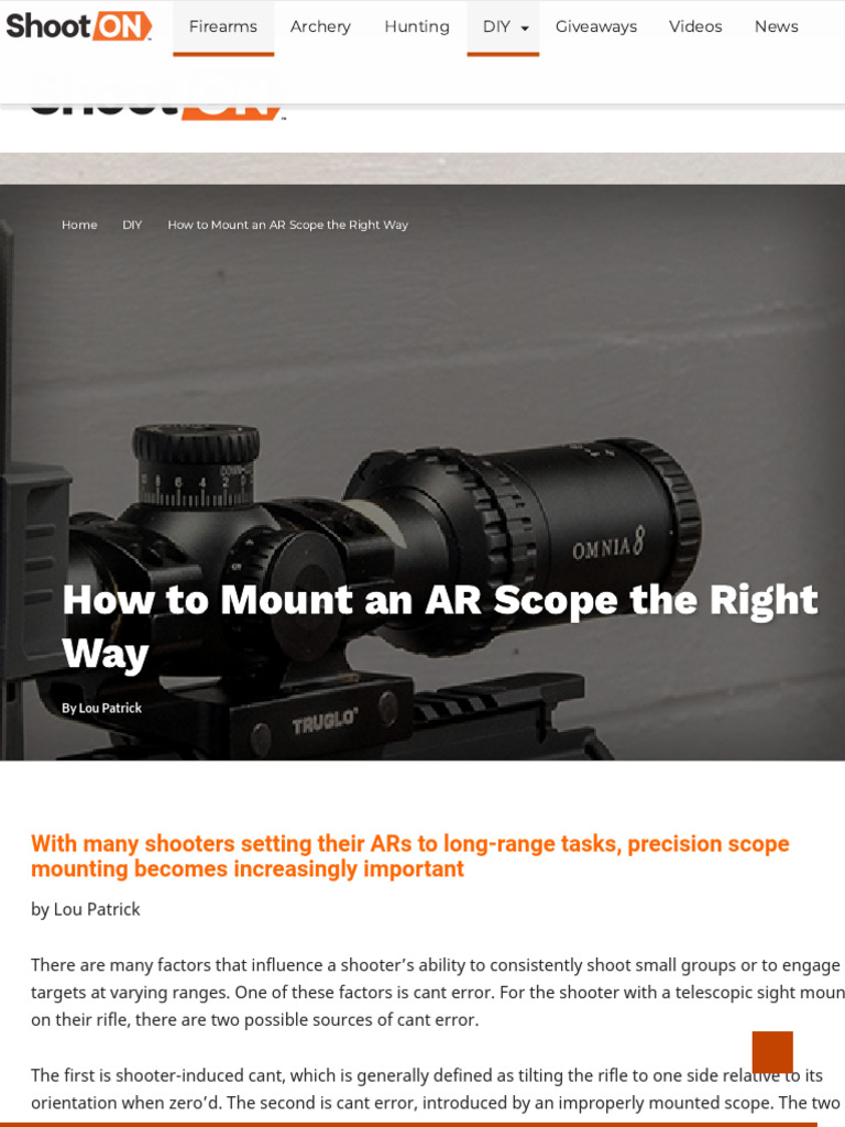How To Mount An AR Scope The Right Way - Shoot On | PDF | Telescopic ...