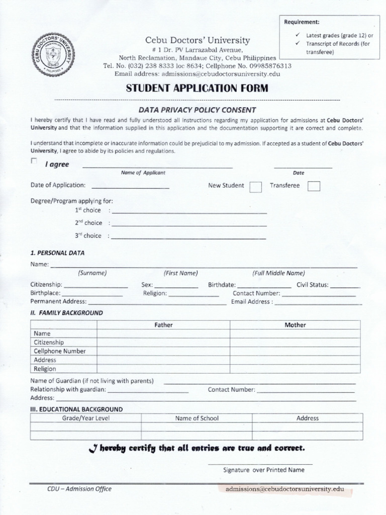 CDU Application Form | PDF