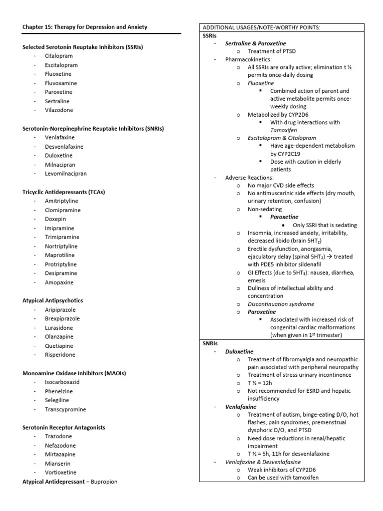 Depression and Anxiety Therapy Overview | PDF | Selective Serotonin ...